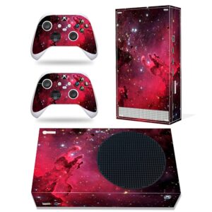 fottcz vinyl skin for xbox series s console and controllers, sticker decal protect xbox series s devices - red nebula & demon hand