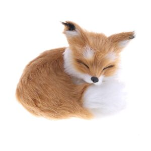 gudves simulation brown fox toy furs squatting fox model home decoration animals world with static action figures (fox toy)