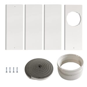 portable air conditioner window seal plates kit, plastic ac vent kit for sliding windows, portable ac duct, adjustable length portable ac vent kit for 5.1/5.9 inch air conditioner exhaust hose