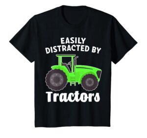 easily distracted by tractors for boy or toddler t-shirt