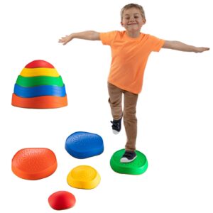 bejoy balance stepping stones for kids portable stepping blocks with non-slip rubber grips river stones indoor & outdoor toy for kids 5 pcs