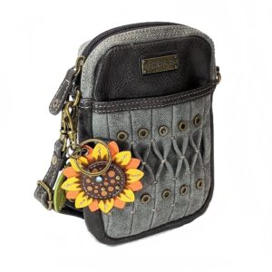 chala cell phone crossbody purse - handbag with adjustable strap (olive_ 609 sunflower)