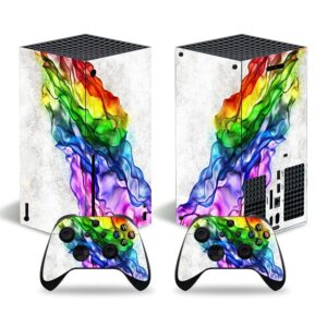 fottcz vinyl skin for xbox series x console and controllers, sticker decal protect xbox series x devices - rainbow band