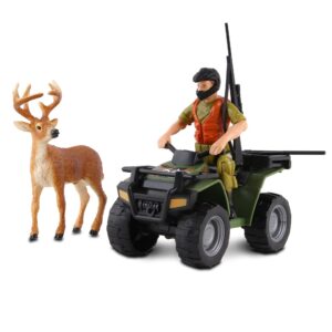 nkok realtree 1:18 free-wheel playset 6pc atv hunter & buck, allows children to pretend play and use their imagination, for ages 3 and up