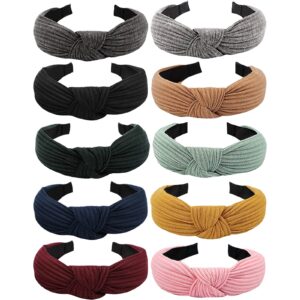 ondder knotted headbands - 10 pack thick turban fashion cross knot non-slip hairbands for women, diademas para mujer