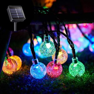 chris.w solar outdoor string lights 40 led 26ft multicolored patio lights waterproof crystal ball fairy lights decoration lighting for home, garden, patio, yard, christmas