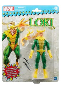 marvel legends series loki 6-inch retro packaging action figure toy, 3 accessories