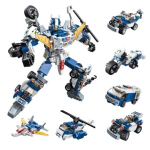 miujy educiro stem robot building toys, 453 pcs construction toys 6-in-1 stem toys for 6 year old boys creative building bricks engineering vehicles blocks kit for kids age 6 7 8 9 10 11 year old