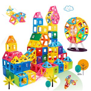 kidcheer magnetic tiles stem toddler toys 100pcs kids magnet building blocks game educational stacking blocks gift for boys & girls