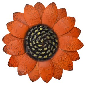 easicuti orange sunflower metal flowers wall decor metal wall art decorations hanging for indoor outdoor home bathroom kitchen room bedroom living room garden patio porch 13 inch