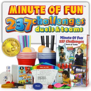 funwares minute of fun game - minute to win it games for kids, adults, teens, families, game night, gift for home, birthdays, or travel. 2-12 players! original edition, 237 challenges