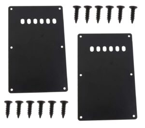 jiayouy 2pcs pickguard tremolo cavity cover backplate with screws for electric guitar black