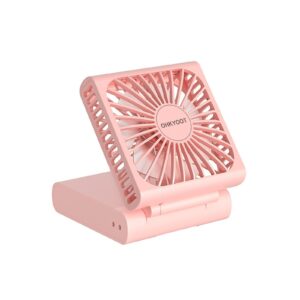 ohkyoot portable travel fan,foldable mini desk fan,usb rechargeable neck fan for travel,outdoors,indoors (pink)