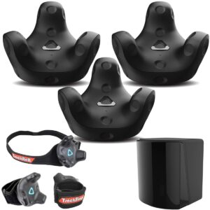 htc 3 pack vive tracker (3.0) - with htc vive steamvr base station 2.0 for vive pro, rebuff trackbelt + 2 trackstraps full body tracking vr bundle