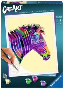 ravensburger creart funky zebra paint by numbers for adults 12 years up - painting arts and crafts set - home decor accessories