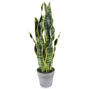 artificial snake plant faux sansevieria 26 inch feaux plastic greenery agave potted plants for home office garden decoration