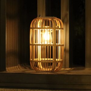 outdoor solar lantern hanging light, natural rattan solar lantern with handle waterproof decoration table lamp, suitable for patio garden decoration solar big light, edison bulb, auto on/off