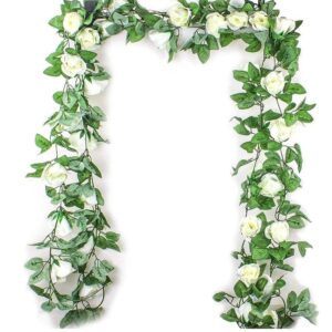 tossper fake rose vine garland flower plants artificial hanging rose ivy for home garden office hotel party decor