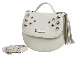 harley-davidson women's heavy metal leather flapped crossbody purse - cream