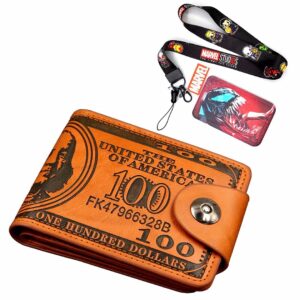 men's novelty us 100 dollar wallet,billfold safe purse with magnetic buckle(brown)