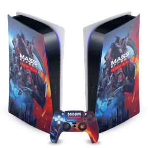 head case designs officially licensed ea bioware mass effect key art legendary graphics vinyl faceplate gaming skin decal compatible with sony playstation 5 ps5 digital console & dualsense controller