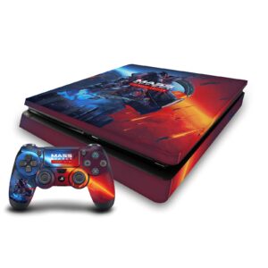 head case designs officially licensed ea bioware mass effect key art legendary graphics vinyl sticker gaming skin decal compatible with sony playstation 4 ps4 slim console and dualshock 4 controller