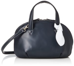 kitamura z-0560 detachable shoulder belt 2-way handbag, dark blue/white stitching [navy] 10901