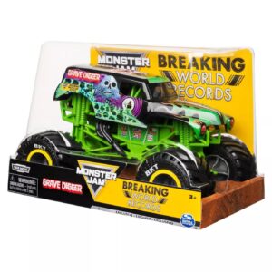 monster jam, official grave digger breaking world records die-cast monster truck, 1:24 scale