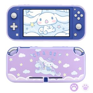 dlseego protective case design for switch lite, tpu cover case cute rabbit animal pattern shock-absorption design hard cover with 2 pcs thumb grips - purple rabbit