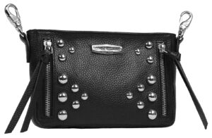 harley-davidson women's heavy metal leather hip bag w/detachable strap - black