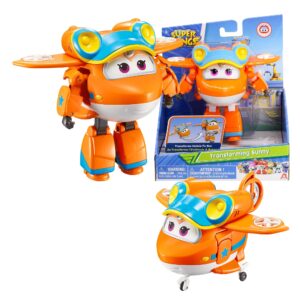 super wings 5" transforming sunny, airplane toys vehicle action figure, season 5 plane to robot in 10 steps, birthday gifts for 3 4 5 year old boys girls preschool kids, orange