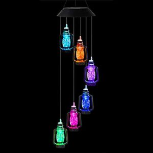 znbjjwcp solar power changeable light waterproof colorful wind chime lamp for home outdoor garden yard decoration lighting