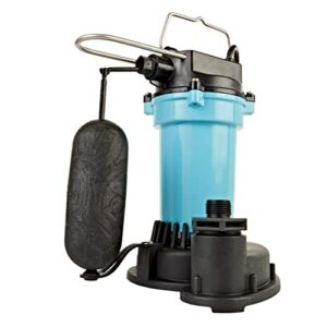 little giant 5.5-aspa 115-volt, 2100 gph, 1/4 hp automatic aluminum sump pump with snap-action float switch and 10-ft. cord, blue or black, 505702