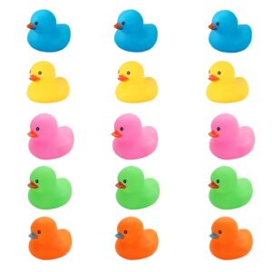 bath duck toys 15 pcs colorful mini rubber ducks squeak and float duckies baby shower toy party decoration for toddlers boys girls (2.2’’)