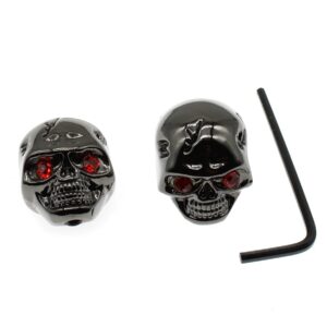 hajxzh 2pcs skull head electric guitar volume tone control buttons skull knob with wrench for electric guitar replacement parts & accessories (gun black)