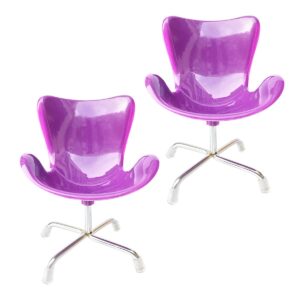 2 pcs miniature purple chair 1:6 scale miniature plastic chair miniature chair diy mini chairs simulation colorful armchair backrest swivel egg chair for mini house accessories