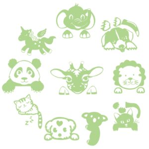 amosfun 10pcs luminous light switch decals glow in the dark cartoon animal wall switch sticker light switch decor wall art mural paster for nursery decor green random style