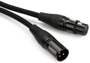 warm audio premier series xlr female to xlr male microphone cable - 20-foot,black/gold,prem-xlr-20'