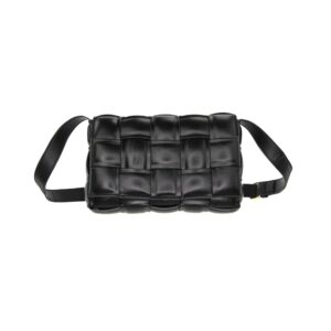 olivia miller women quilted woven black faux vegan leather front flap cassette crossbody shoulder bag adjustable shoulder strap chic square designer casual purse handbag