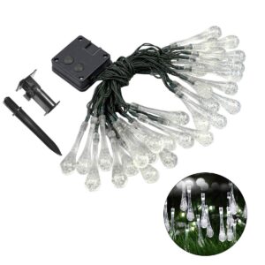 ueohitsct solar powered 30led raindrop string lights with 8 lighting modes home garden party light decor