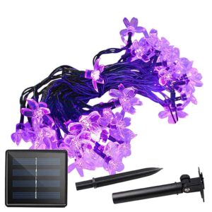 flystoo solar string light waterproof christmas party fairy lights outdoor solar lamp for home garden patio yard (emitting color : solar light purple)