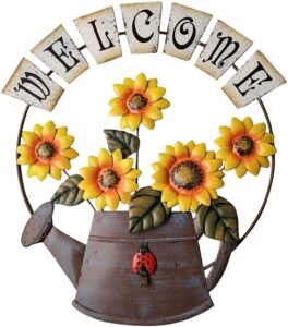 wulhco vintage sunflower metal welcome sign wall hanging decor front door garden kitchen patio outdoor home bathroom wall art yard entryway decoration