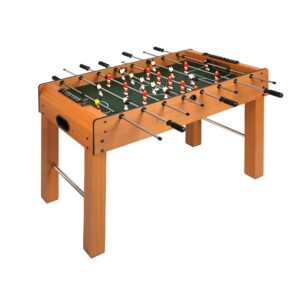 vilobos 48in competition sized foosball table, arcade table soccer for adults teens, football table for home, arcade game room arcade w/ 2 balls, brown