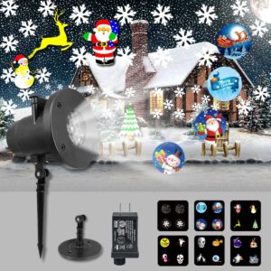 christmas projector lights outdoor decorations, kitasst upgrade led xmas halloween snowfall santa projection lamp, waterproof landscape lighting for party garden holidays house indoor outside(black)