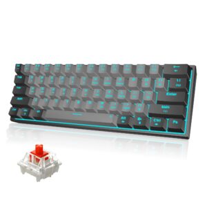 snpurdiri 60 percent mechanical gaming keyboard, blue switch anti-ghosting 61 key led rainbow backlit keyboard, mini portable quick response keyboard for laptop pc gamer, black