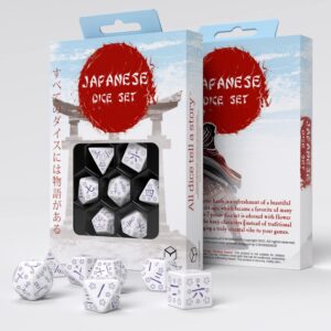 q-workshop japanese dice set blue star lotus,blue/white