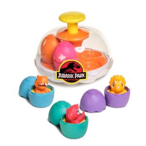 toomies jurassic world spin & hatch dino eggs – dinosaur toys for developmental play – 12m+