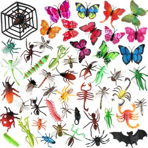 ootsr 51pcs plastic insects bugs toys realistic insects and bugs for kids insect assorted includes 39pcs insect toys and 12pcs lifelike butterfly for kids education party favors prank toys