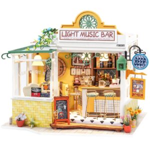 robotime diy dollhouse miniature wooden light music bar kit with led to build miniature craft kits for adults decent gift