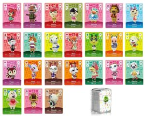 pack of 24 mini nfc cards 25 to 48 for amiibo animal crossing new horizon compatible with nintendo switch lite wii u new 3ds rare village series 1 to 4 with storage case, 24mcacnfc2548